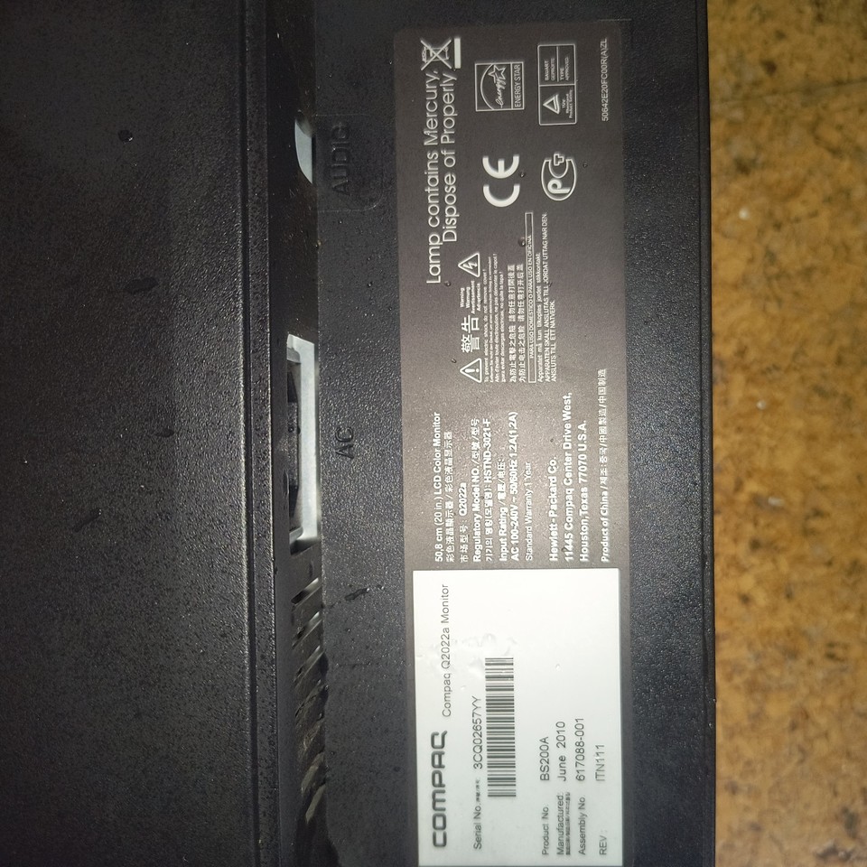 Compaq q2022a Monitor Screen 20" 20inch LCD PC COMPUTER display VGA ...