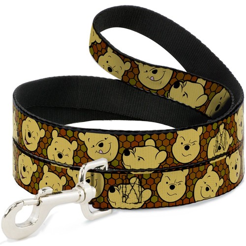 Dog Leash 6-FEET Winnie the Pooh Expressions/Honeycomb Black/Browns ...