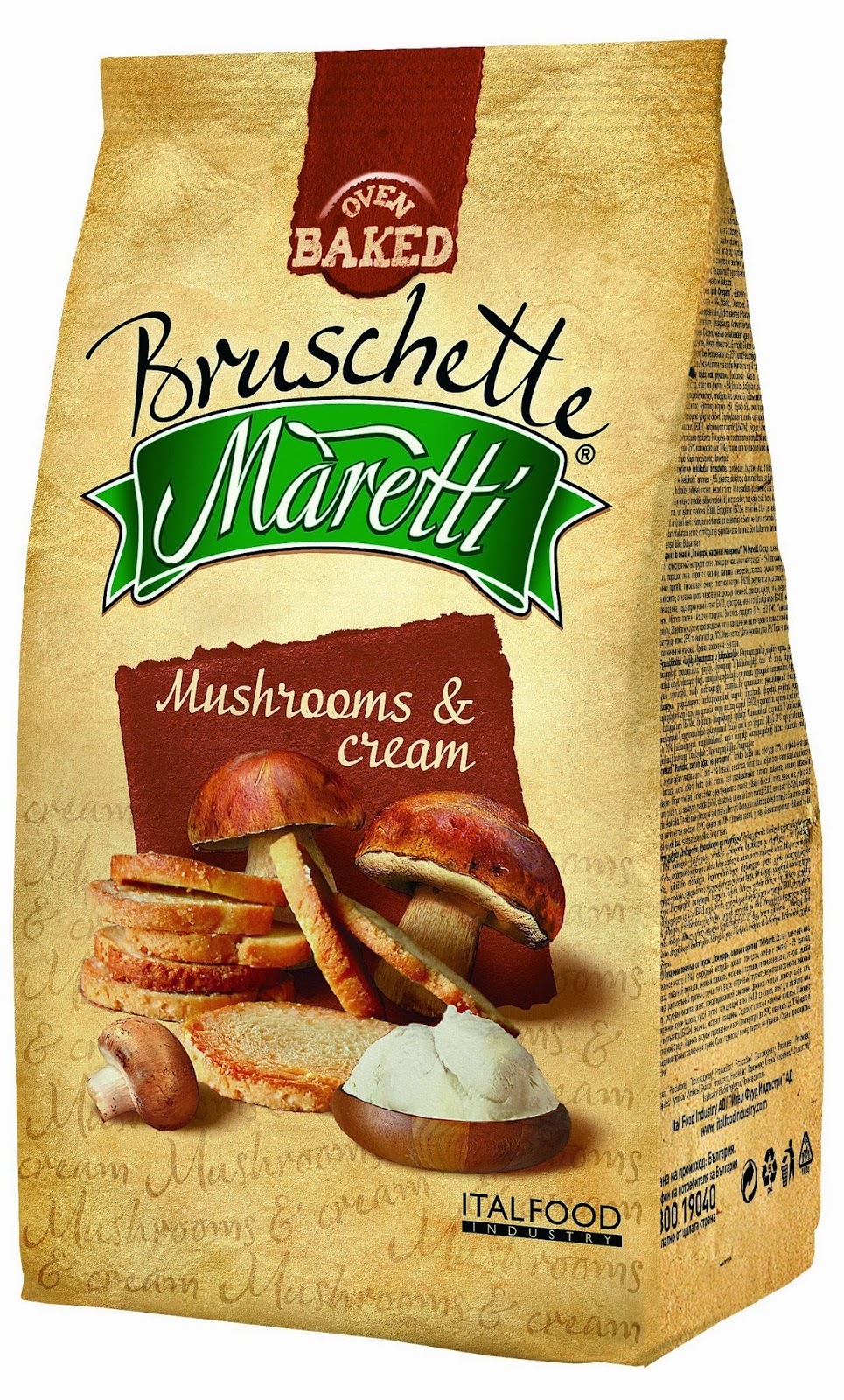 4 x BRUSCHETTE MARETTI Mushroom & Cream Flavor Oven Baked Bread Bites ...