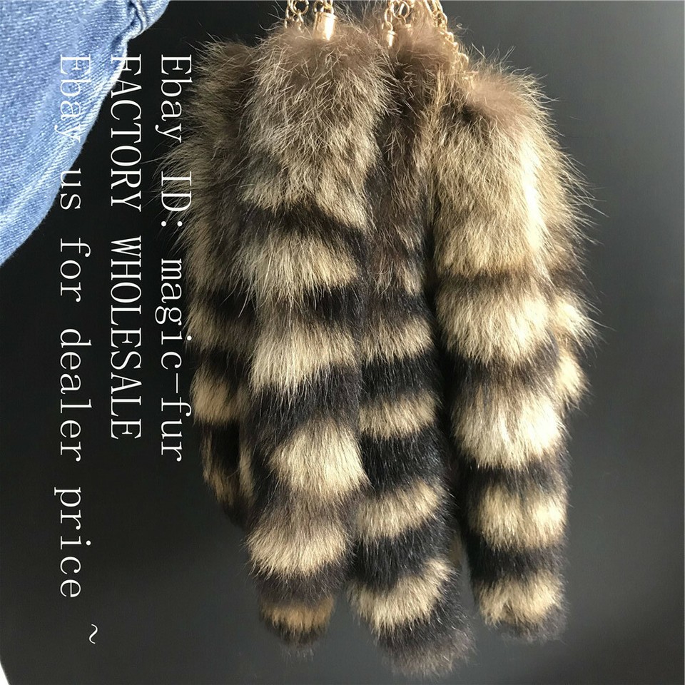 10pcs/50pcs- Real Fur American Raccoon Tail Keychain Bag Pendant ...