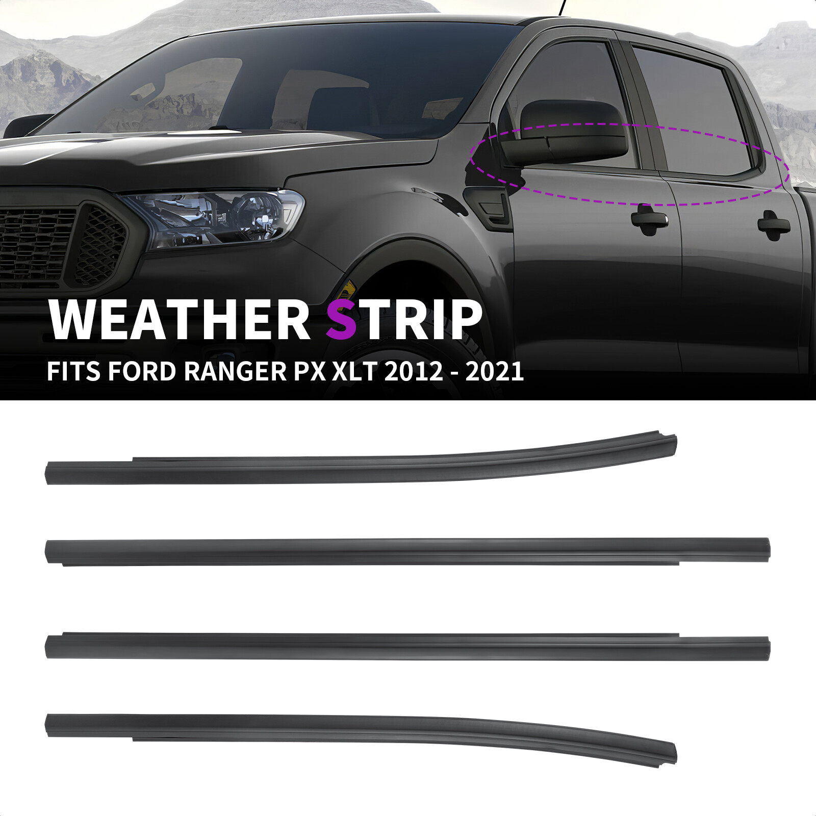4DOOR OUTER WINDOW SEALS WEATHER STRIP FOR FORD RANGER PX XLT 2012-2020 ...