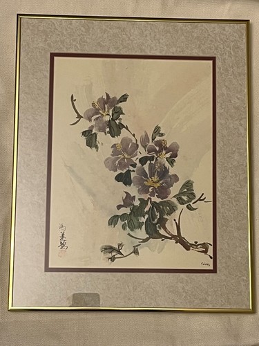 Vintage C Fung original Chinese Water-ink painting Floral signed ...