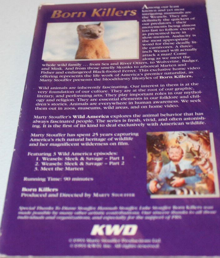 Marty Stouffer's Wild America - Born Killers (VHS 1993) Weasels, Animal ...