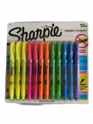 Sharpie Highlighter-12 ct-Narrow Chisel-Smear Guard -Quick Dry-Odorless ...