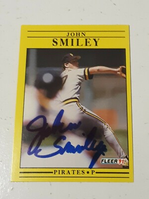 John Smiley Pittsburgh Pirates 1991 Fleer Autograph Card #50 READ ...