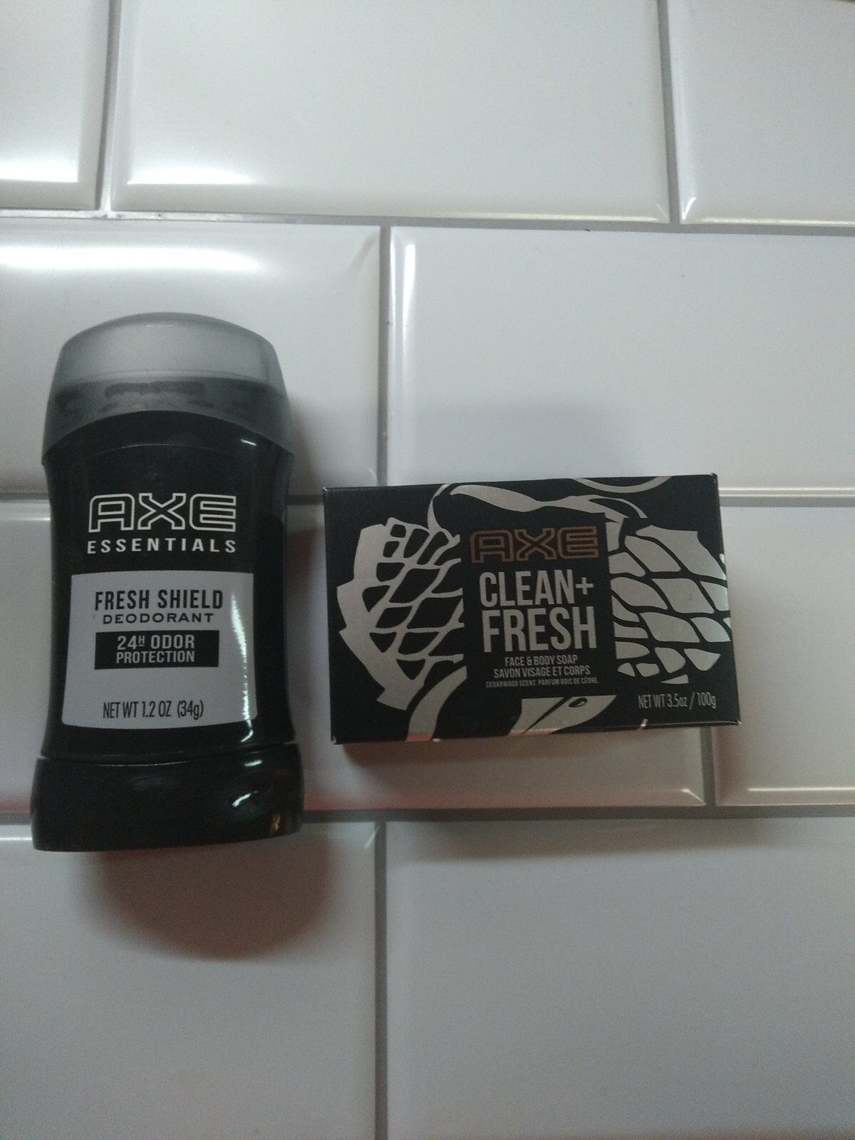 AXE ESSENTIALS FRESH SHIELD DEODORANT 1.2oz & CLEAN FRESH FACE & BODY ...