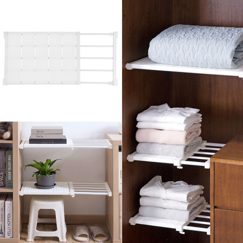 Adjustable Extendable Rack Closet Cupboard Divider Storage Shelf ...