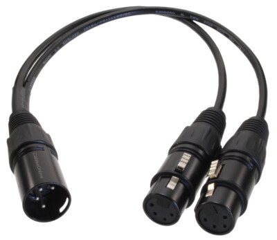1ft XLR 4-Pin 1-Male to XLR 4-Pin 2-Female Y-Splitter Cable | eBay