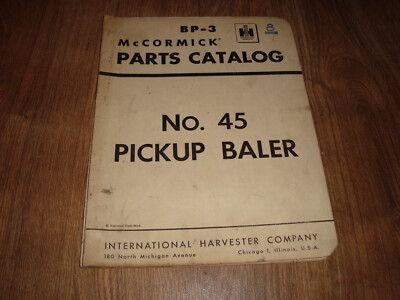 IH International Harvester BP-3 McCormick No. 45 Pickup Baler Parts ...