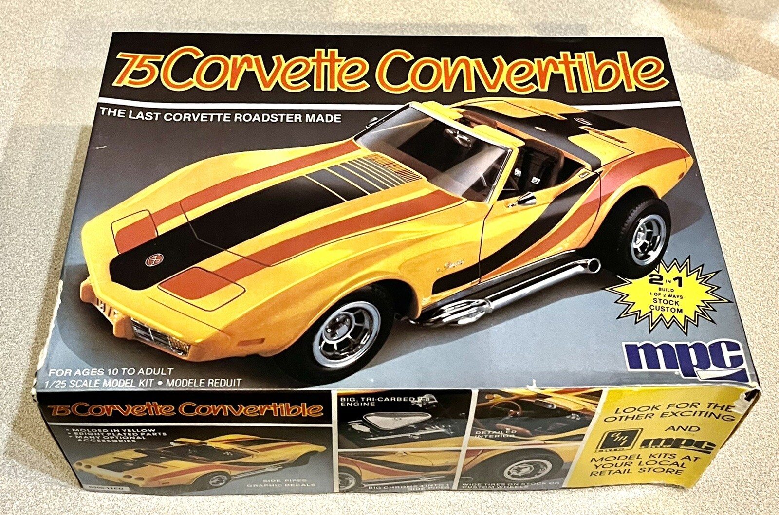 🏁 MPC Vintage 1975 Chevrolet Corvette Convertible (Open Box) Kit 1:25 🏁 ...
