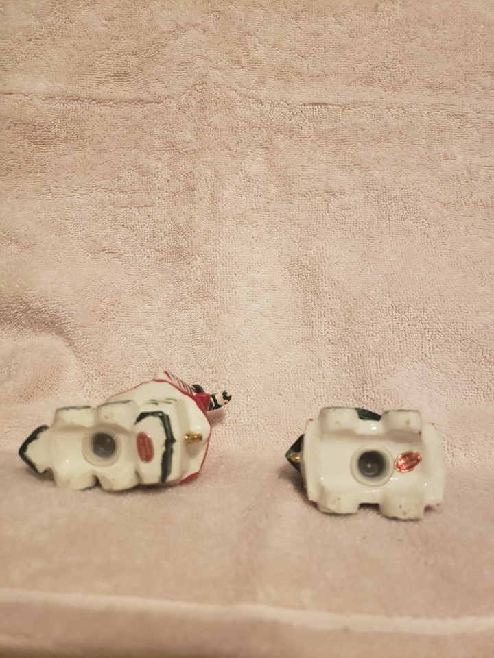 Vtg Japan Christmas Girl Rides Train Pulling Tree Price Sticker Holt ...