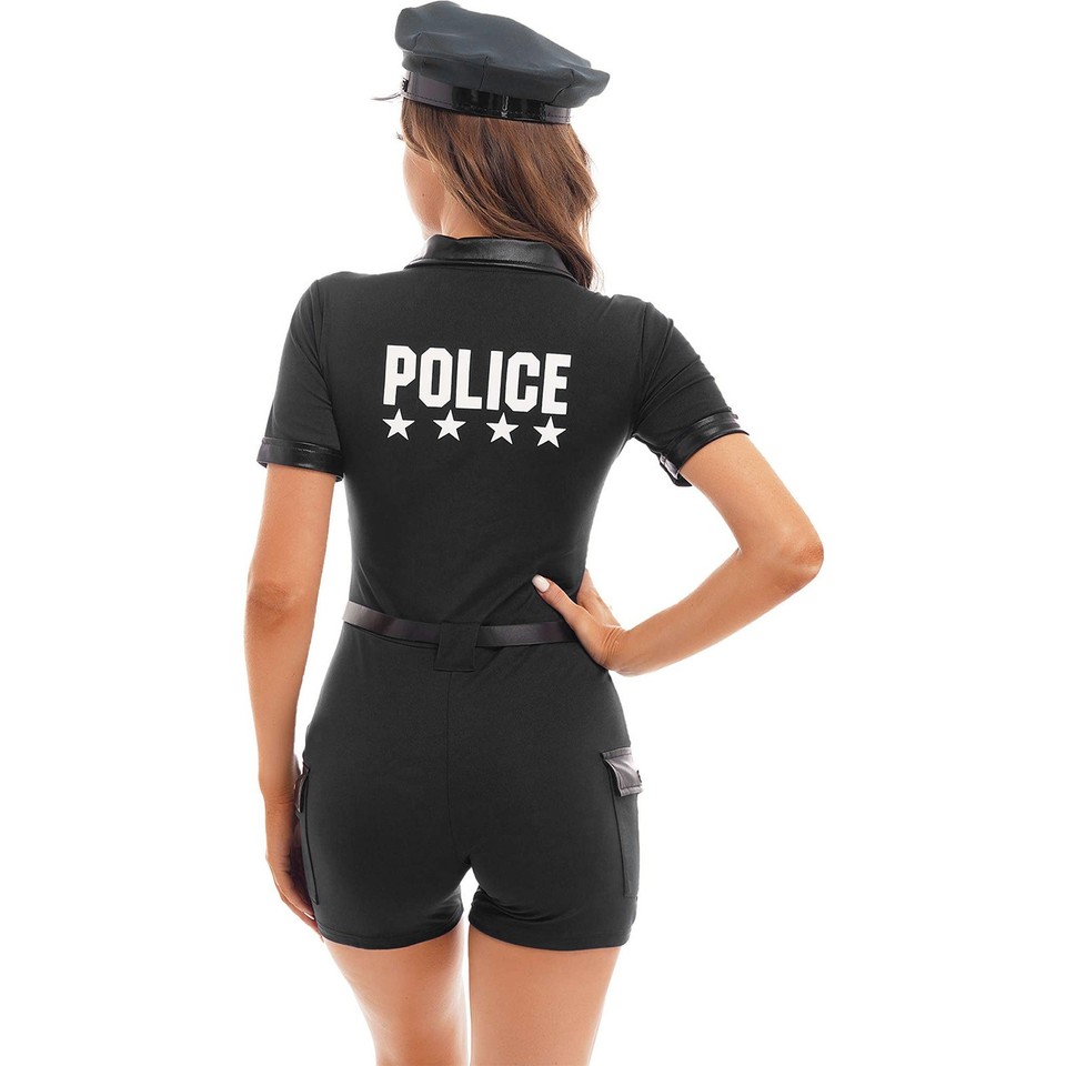 Womens Police Officer Costume Halloween Party Policewoman Cosplay ...