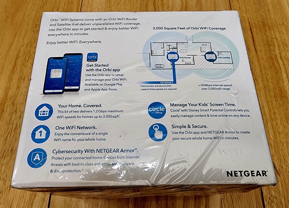 NEW Netgear Orbi RBK12-100nas MESH Whole Home Dual Band Wi-Fi System ...