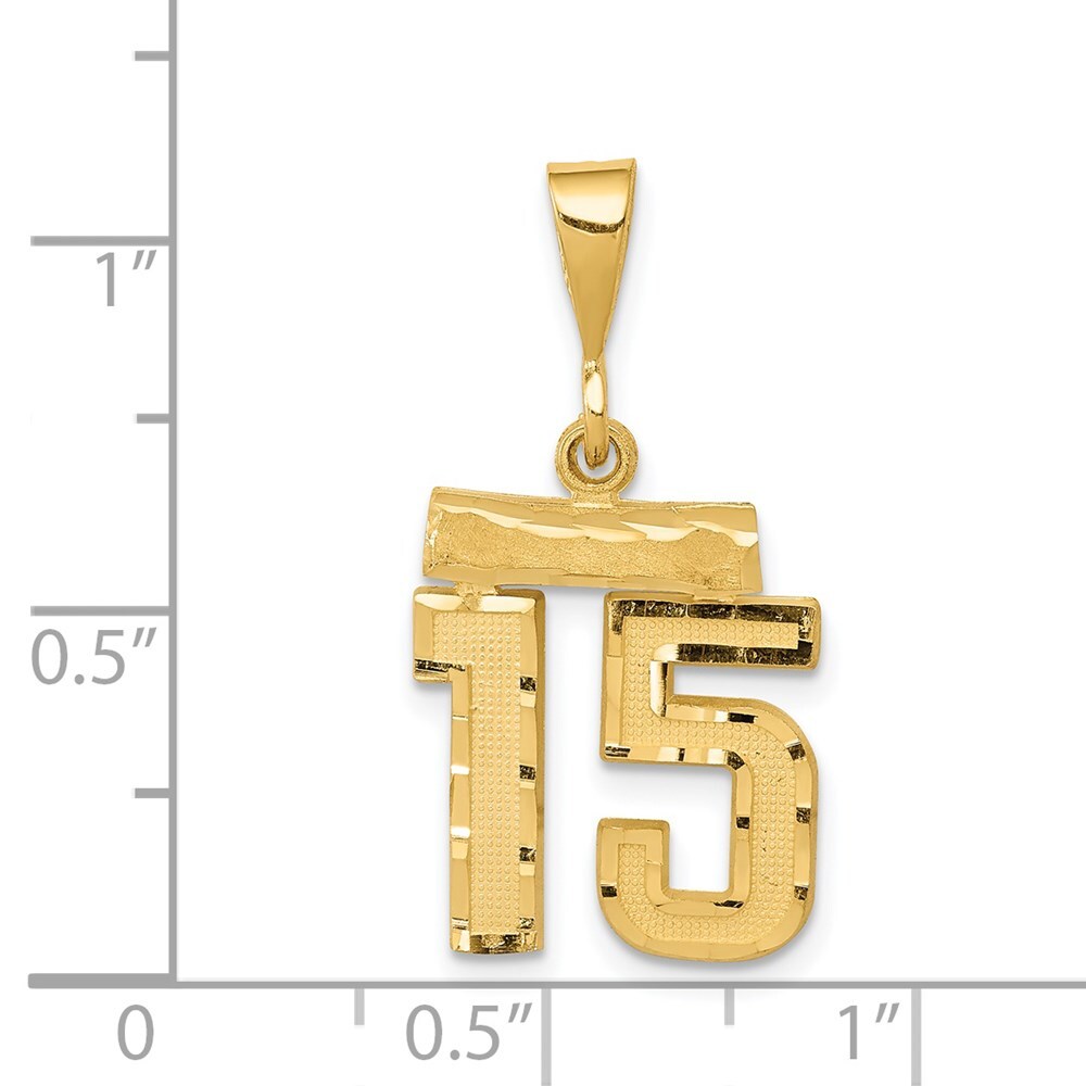 14k Small Brushed Diamond-cut Number 15 Charm | eBay