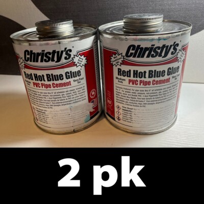 2pk Christy's Red Hot Blue Glue PVC Pipe Cement 1-Quart (32oz) ea Exp 8 ...