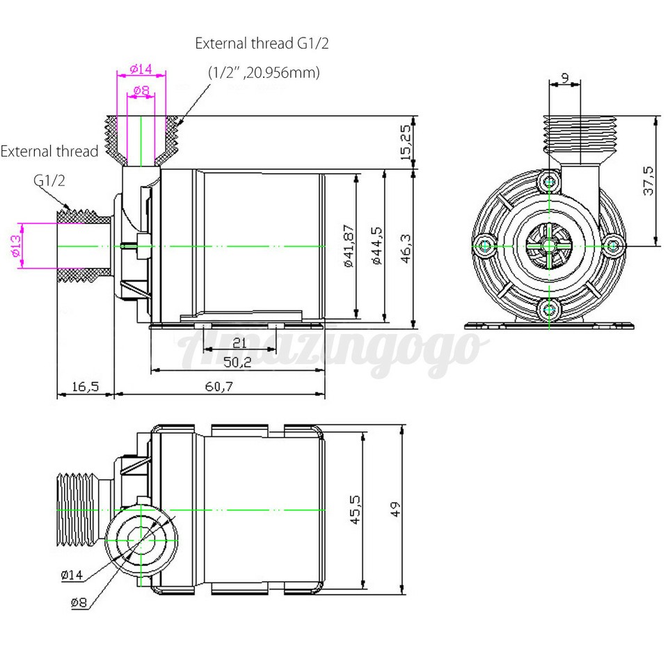 Mini Dc 12v Water Pump Lift 5m 800l/h Brushless Motor Submersible Pump ...
