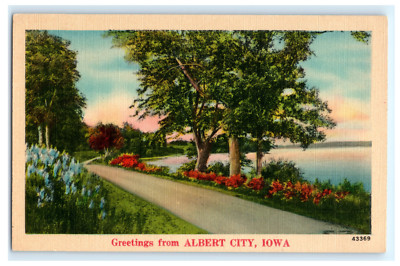 Postcard IA Iowa Greetings from Albert City Scenic View Linen Unposted ...
