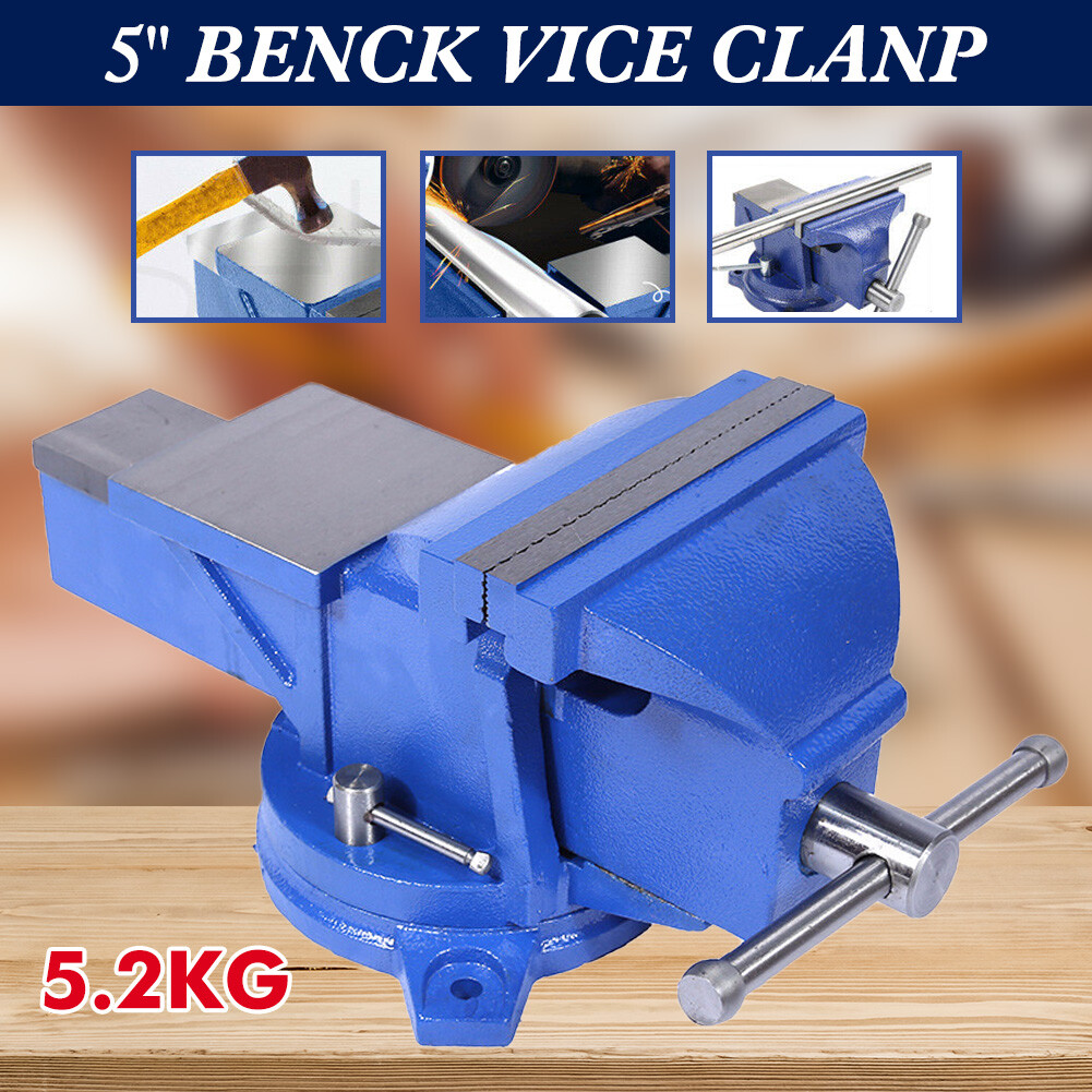 5" Heavy Duty Bench Vice Clamp Workbench Vise Anvil Swivel Base Jaw ...