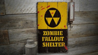 Zombie Fallout Shelter Rustic Distressed Sign, Personalized Wood Sign ...