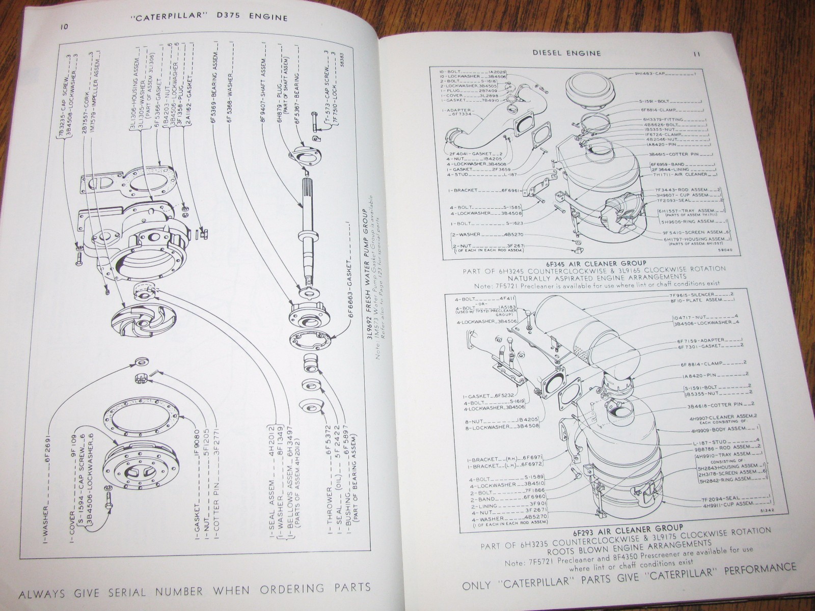 Caterpillar Cat D375 Engine Parts Catalog Book Manual Dated 1959 sn ...