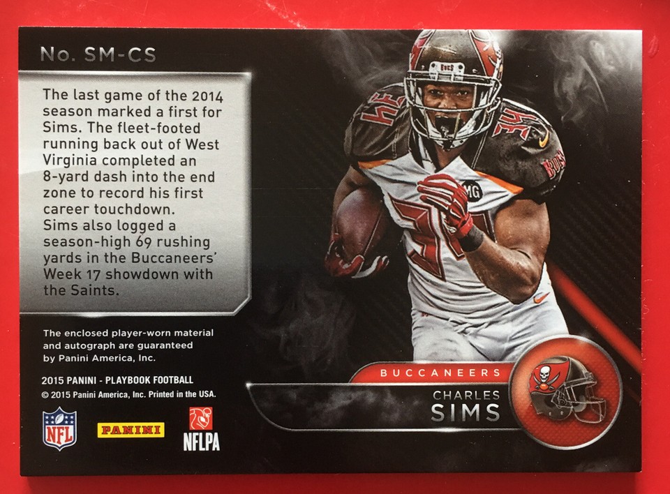 2015 Panini Playbook Charles Sims JERSEY RELIC AUTO AUTOGRAPH RC /199 ...