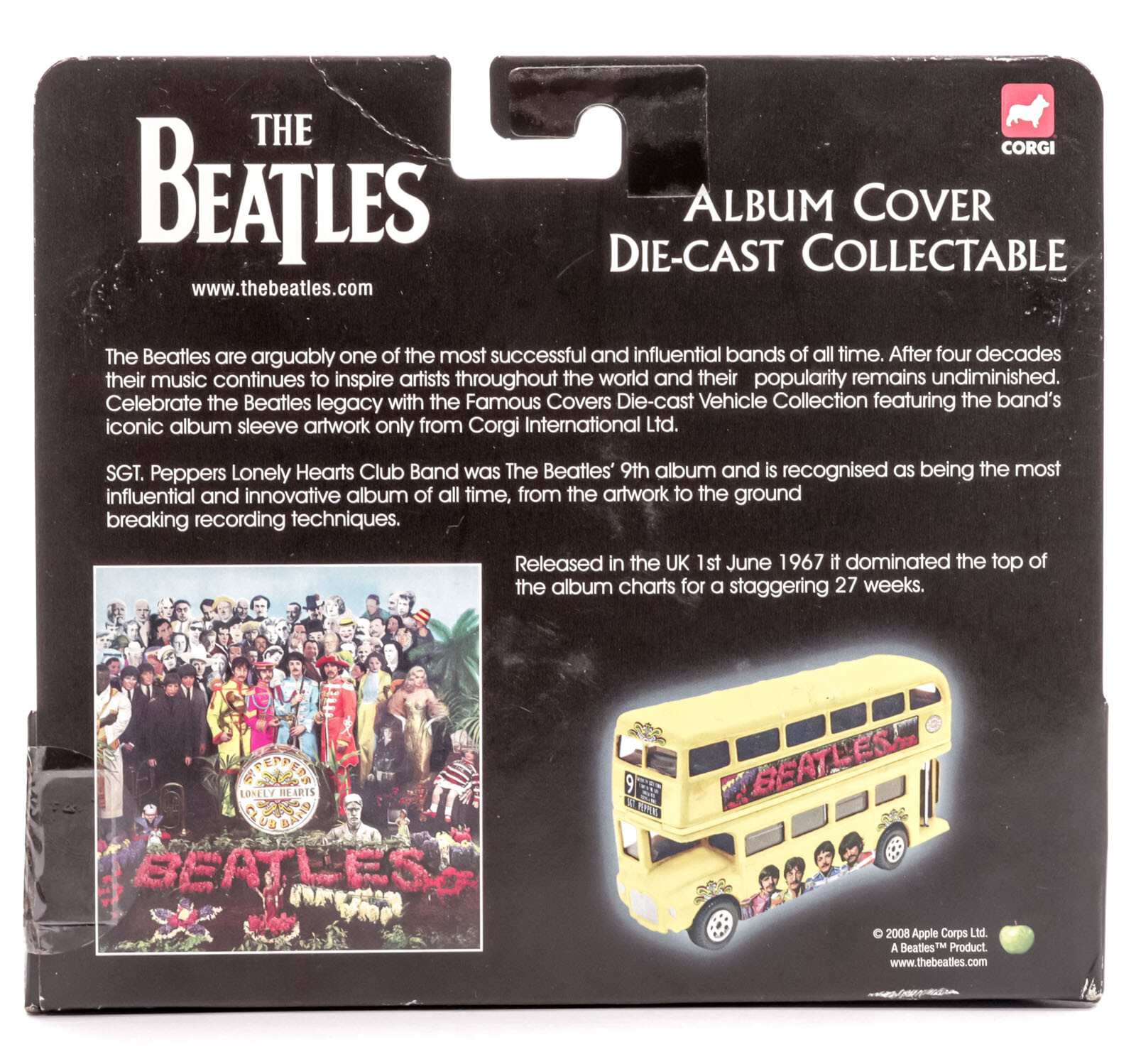Beatles Album Cover Die-Cast Double-Decker Yellow Bus SGT. Peppers ...