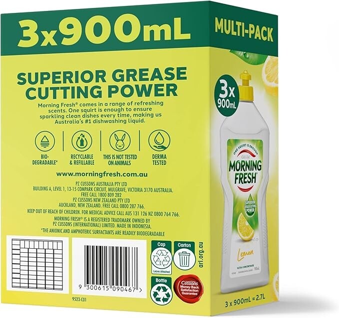 Morning Fresh Lemon Dishwashing Liquid , (900ML x 3) | NEW AU FREE ...