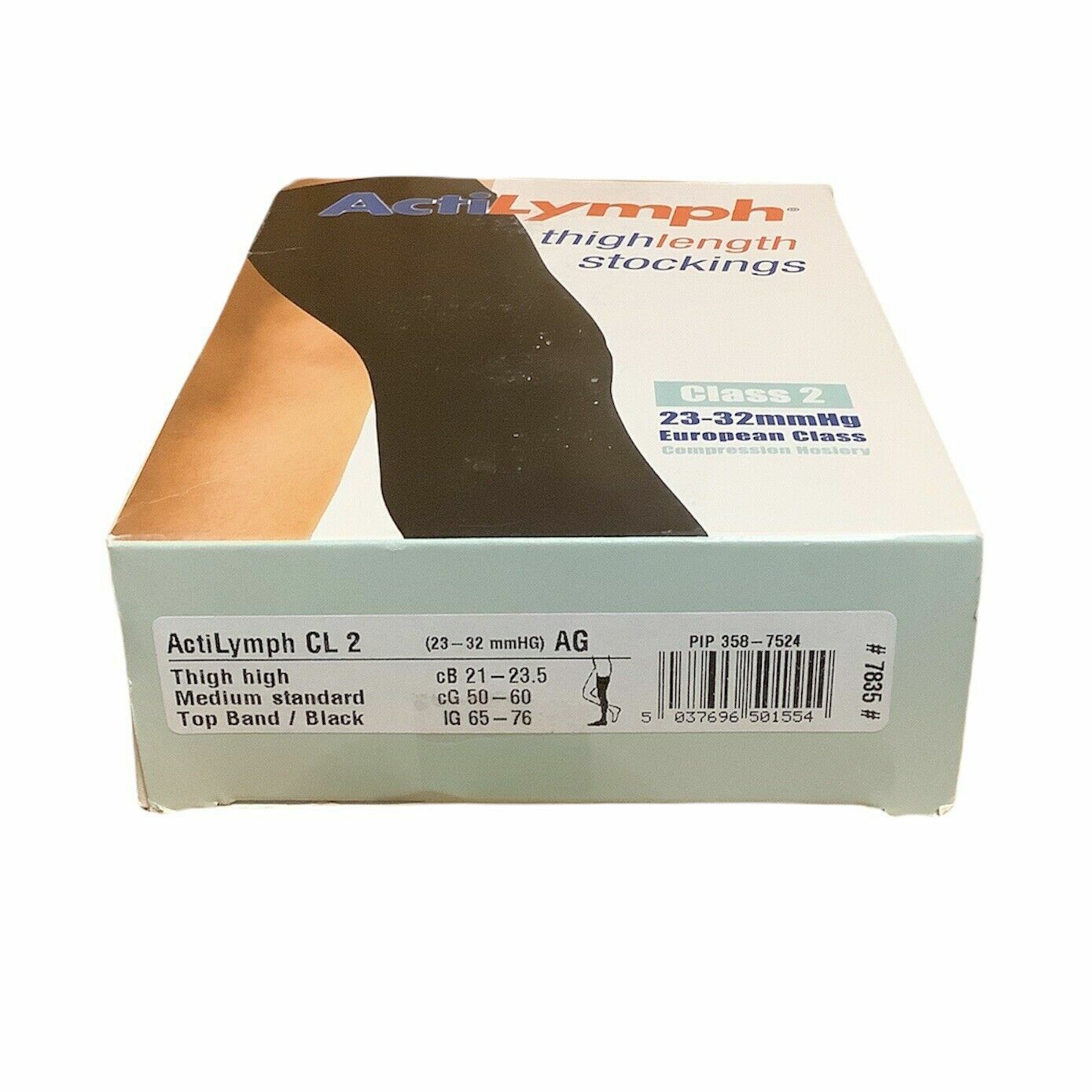 ActiLymph Class 2 Thigh Hold Up Stockings 23-32mmHg Black Medium ...