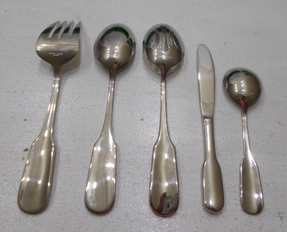 NEW 5 Ralph Lauren POLO Player Stainless Hostess Serving Set Forks ...