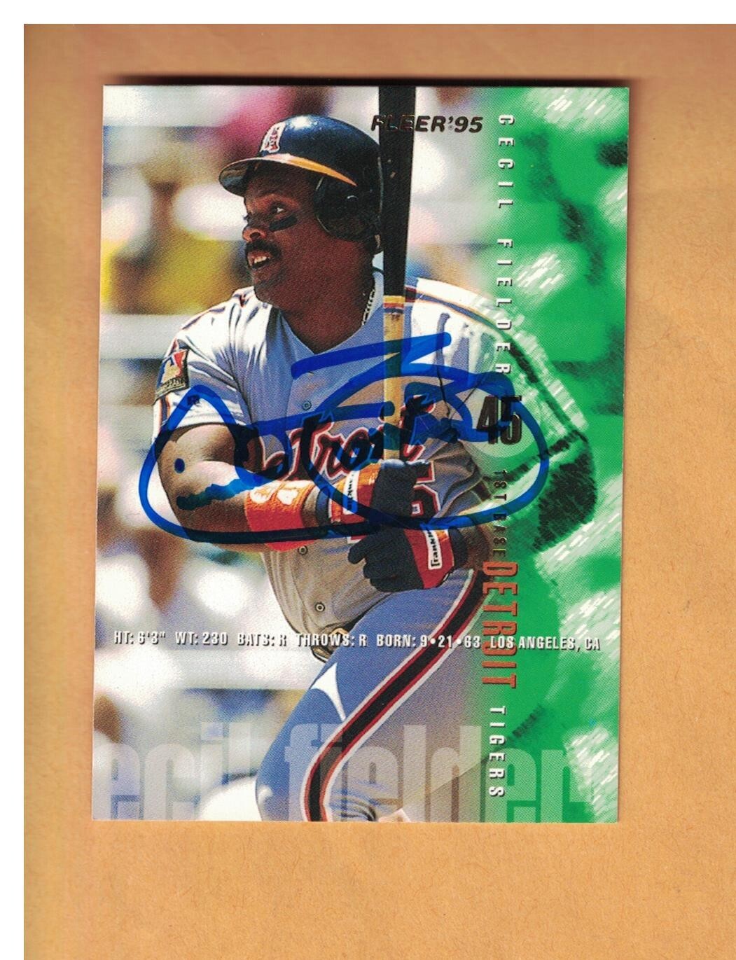 Cecil Fielder Autographed 1995 FLEER BASEBALL CARD SIGNED DETROIT ...