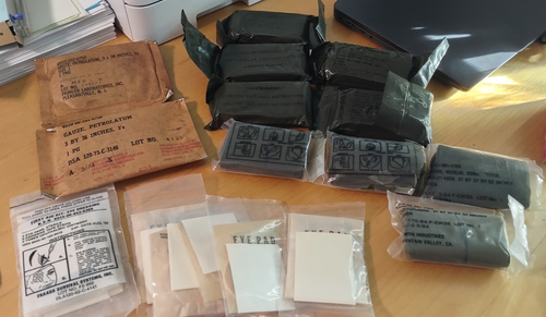 Army Surplus Medical Supplies - Gauze, Eye Dressing, Muslin Bandage ...