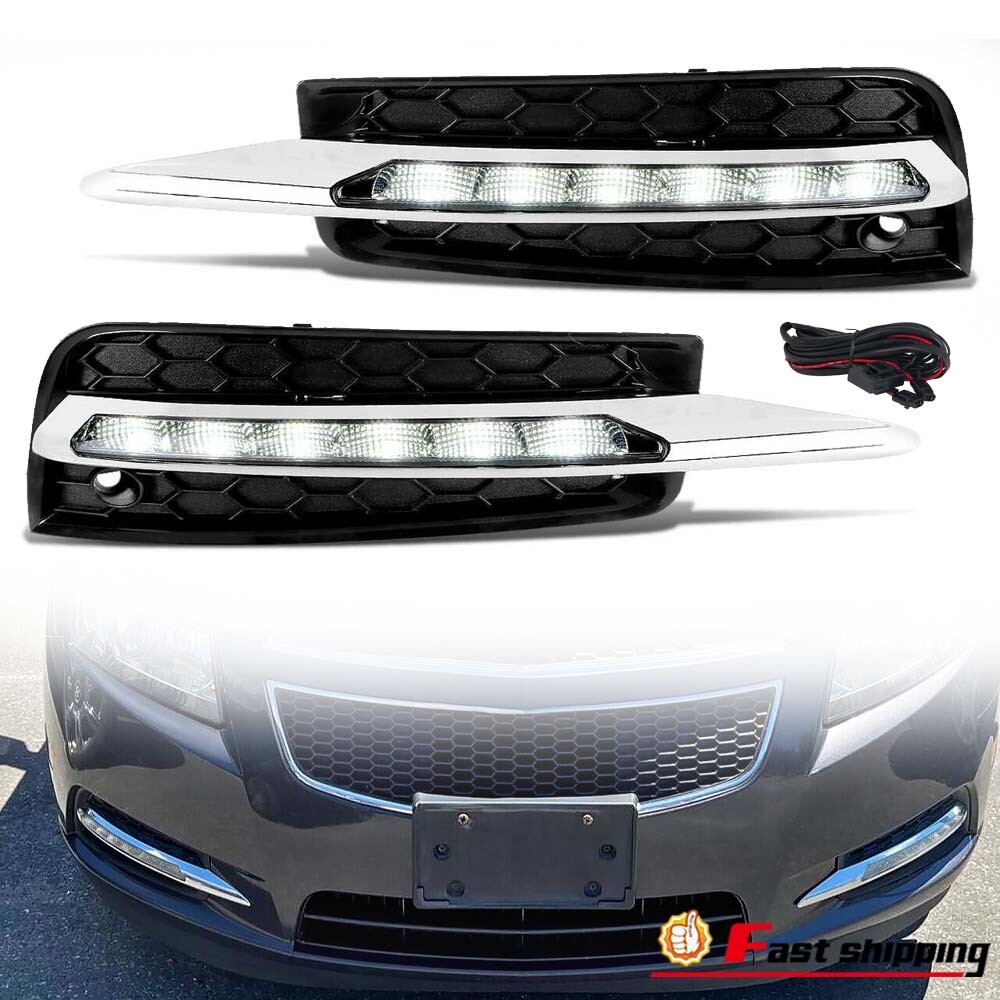 Fit Chevy Cruze 2009 2011-2013 LED SMD DRL Fog Lamp Cover Daytime ...