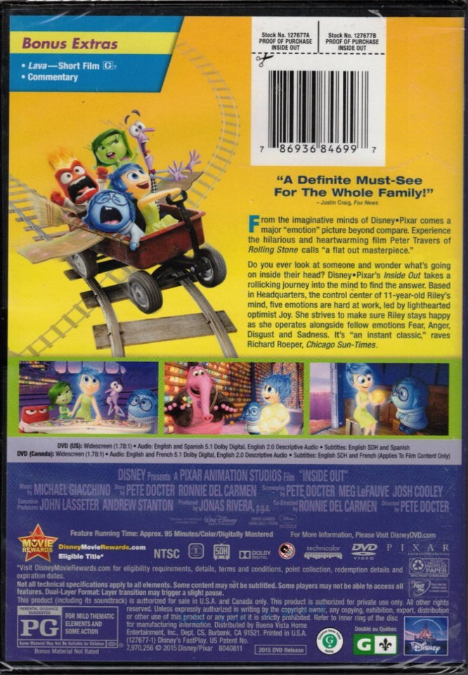 Inside Out (DVD, 2015, Disney) Hype Sticker FACTORY SEALED NEW | eBay