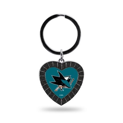 San Jose Sharks Metal Keychain, Team Color Rhinestone Heart | eBay