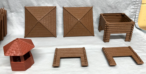 Huge Lot of Vintage 1960s Marx Fort Apache Stockade Fence Block Houses ...