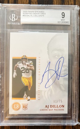 2020 Panini Encased Rookie Scripted Signatures A.J. Dillon 1/75 Auto ...