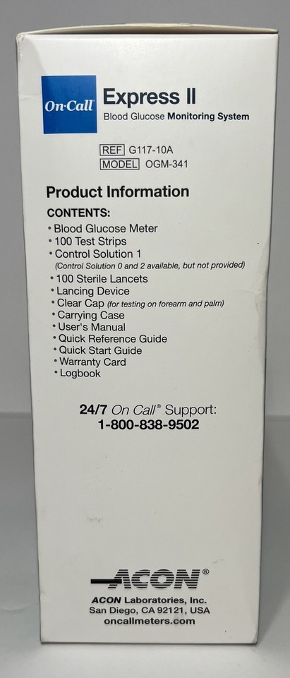 On Call Express II Diabetes Testing Kit- Blood Glucose Meter - Brand ...