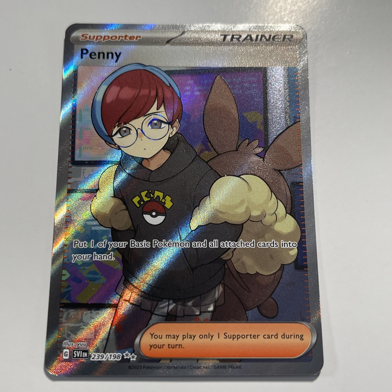 Pokémon TCG Scarlet and Violet Penny FULL Art Trainer 239/198 English ...