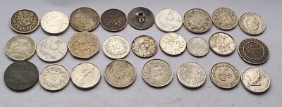Vintage Antique silver COINS set collection 25 small 5p size | eBay