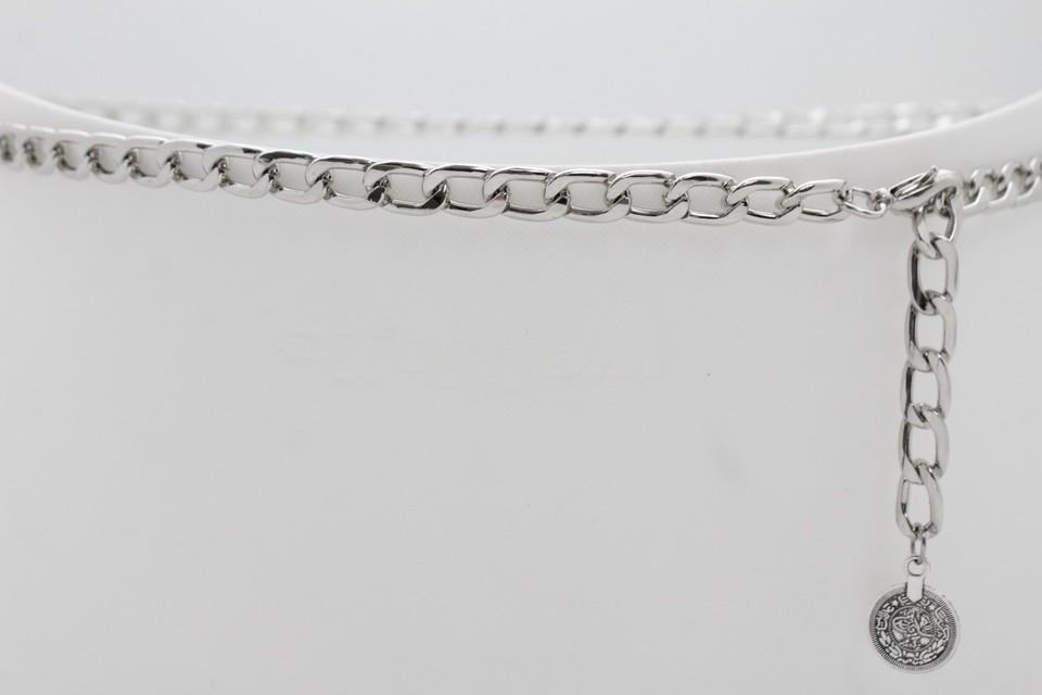 Women High Waist Hip Fashion Belt Silver Metal Chain Ethnic Coin Charm ...