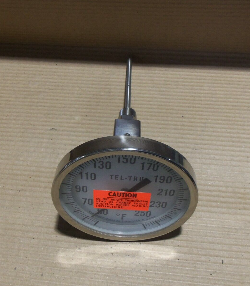 New Tel-Tru Thermometer AA575R 1/2" NPT Stem Length-6 Inches Range: 50 ...