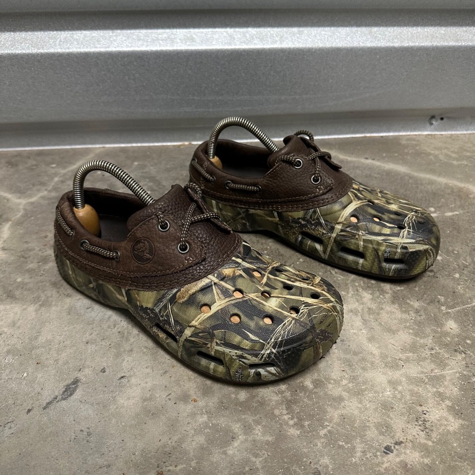 Camo Crocs Islander Sport RealTree Camouflage Leather Clog Lace Up Size ...