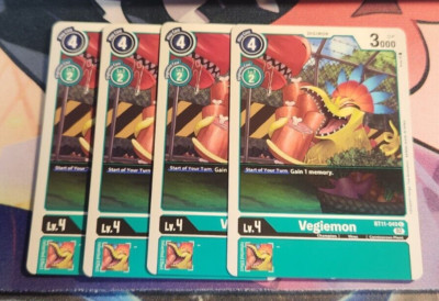 x4 Playset Digimon Dimensional Phase VEGIEMON BT11-049 Green Common | eBay