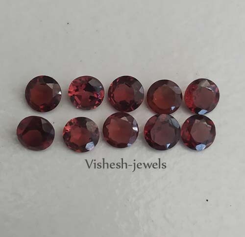 10 Pieces !! 100% Natural Garnet 3x3 mm Round Cut Loose Gemstone VJ-181 ...