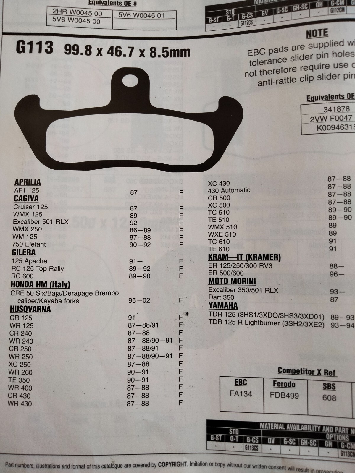 plaquettes goldfren 006 équivalent goodridge G113 | eBay