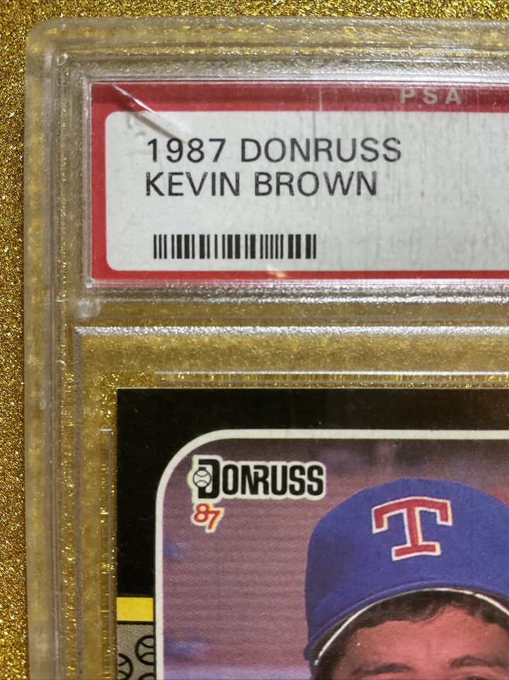 1987 DONRUSS KEVIN BROWN ROOKIE BLACK BORDER PSA 8 NR MINT RANGERS C ...
