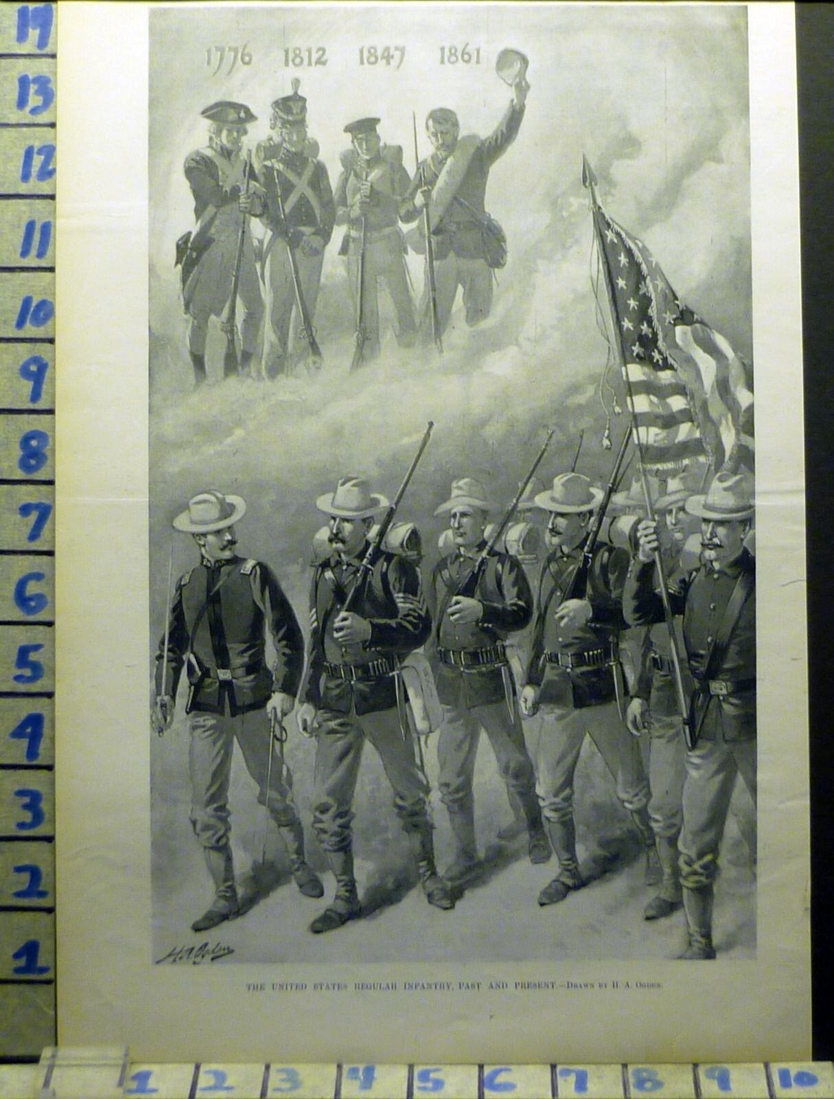 1898 PATRIOTIC INFANTRY OGDEN UNIFORM MILITARY WAR VINTAGE ART AD DC ...