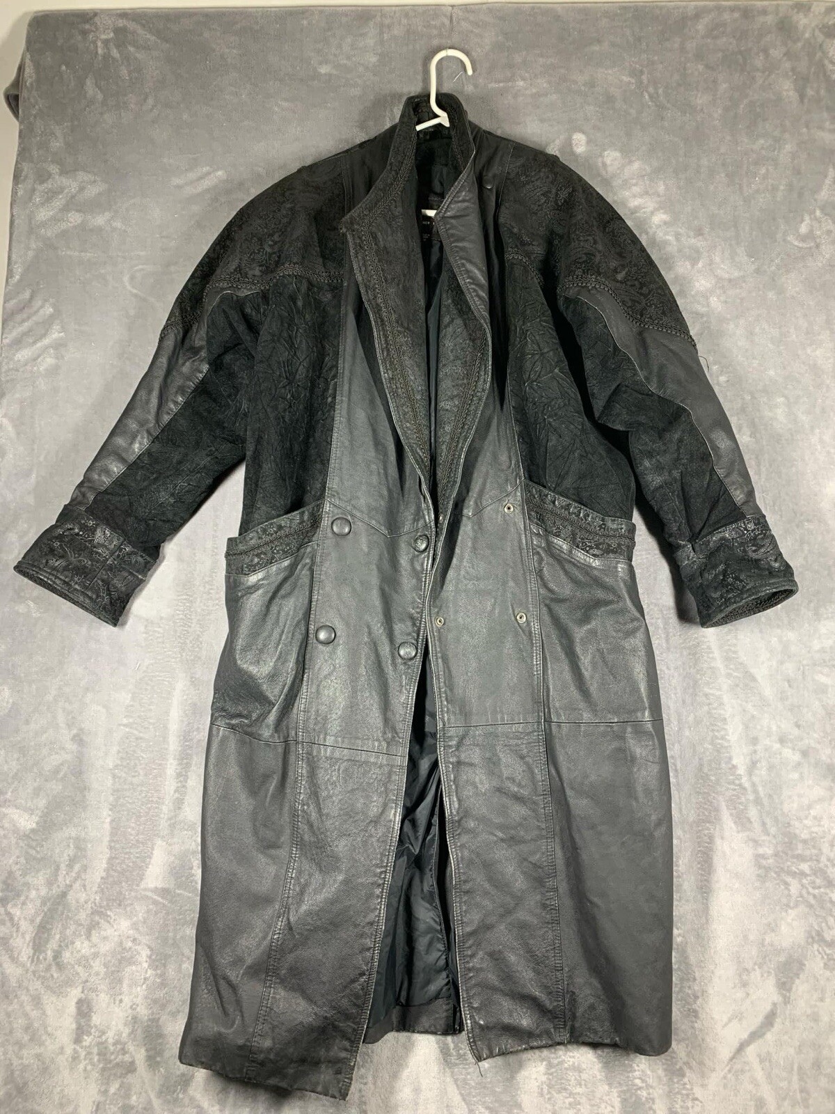 Wilsons Vintage Womens Leather Trench Coat Paisley D… - Gem