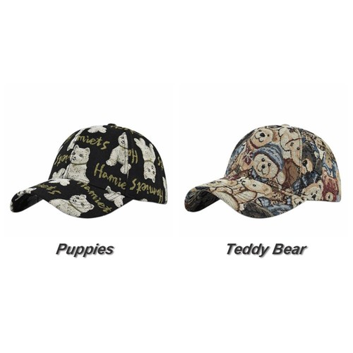 Cartoon Cute Bear Baseball Cap Little Bear Print Cotton Snapback Caps ...