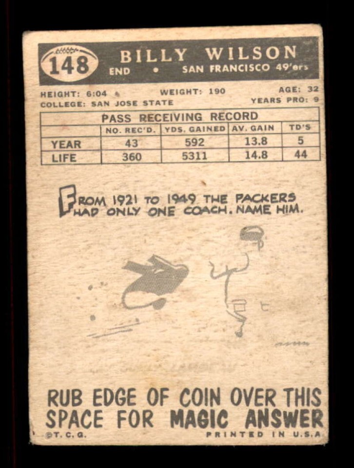 1959 Topps #148 Billy Wilson FAIR 49ers 550369 | eBay